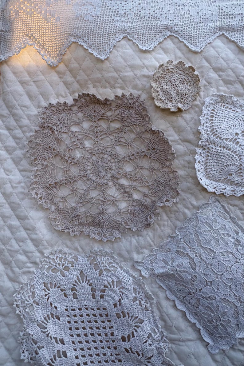 Modern Cottage Quilt With Vintage Doilies and Lace - Etsy