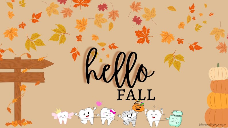 Dental Fall Wallpaper | Autumn Dentist Digital Background - Etsy