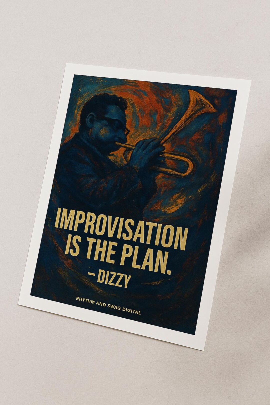Dizzy Gillespie Printable Poster – Jazz Wall Art – "improvisation is ...