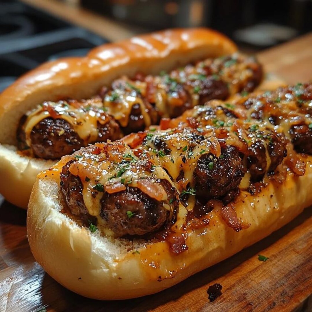 Bourbon BBQ Bacon Cheeseburger Meatball Subs | Easy, Juicy and Flavor ...