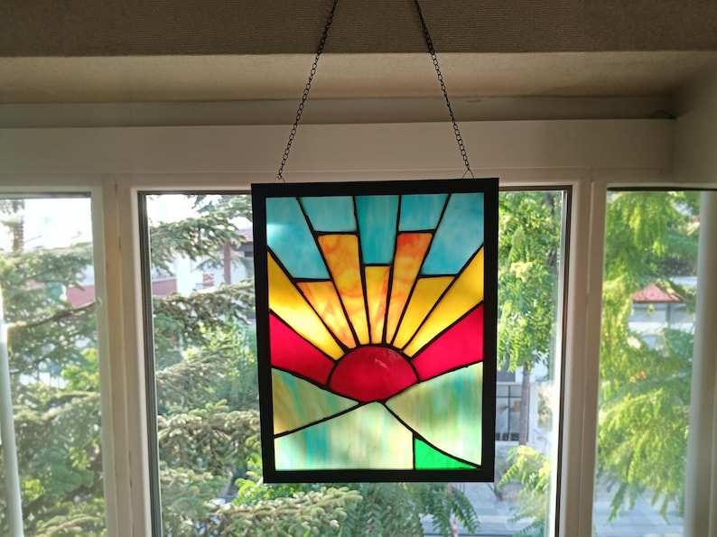 Sunlight Stained Glass Panel Handcrafted Tiffany Style - Etsy