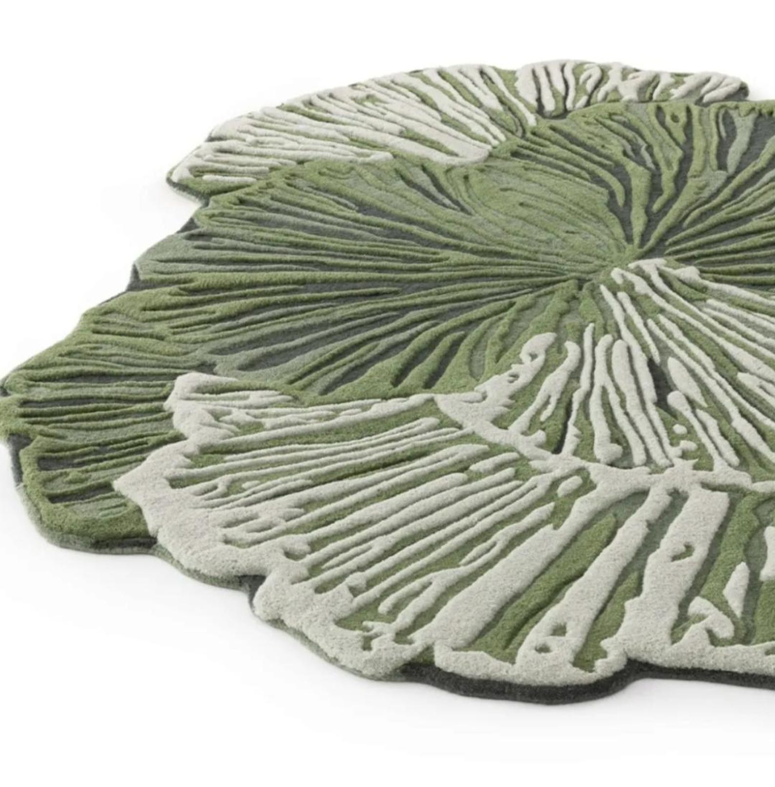 Leaf-shaped Rug With High-low Texture – Botanical Green Carpet - Etsy