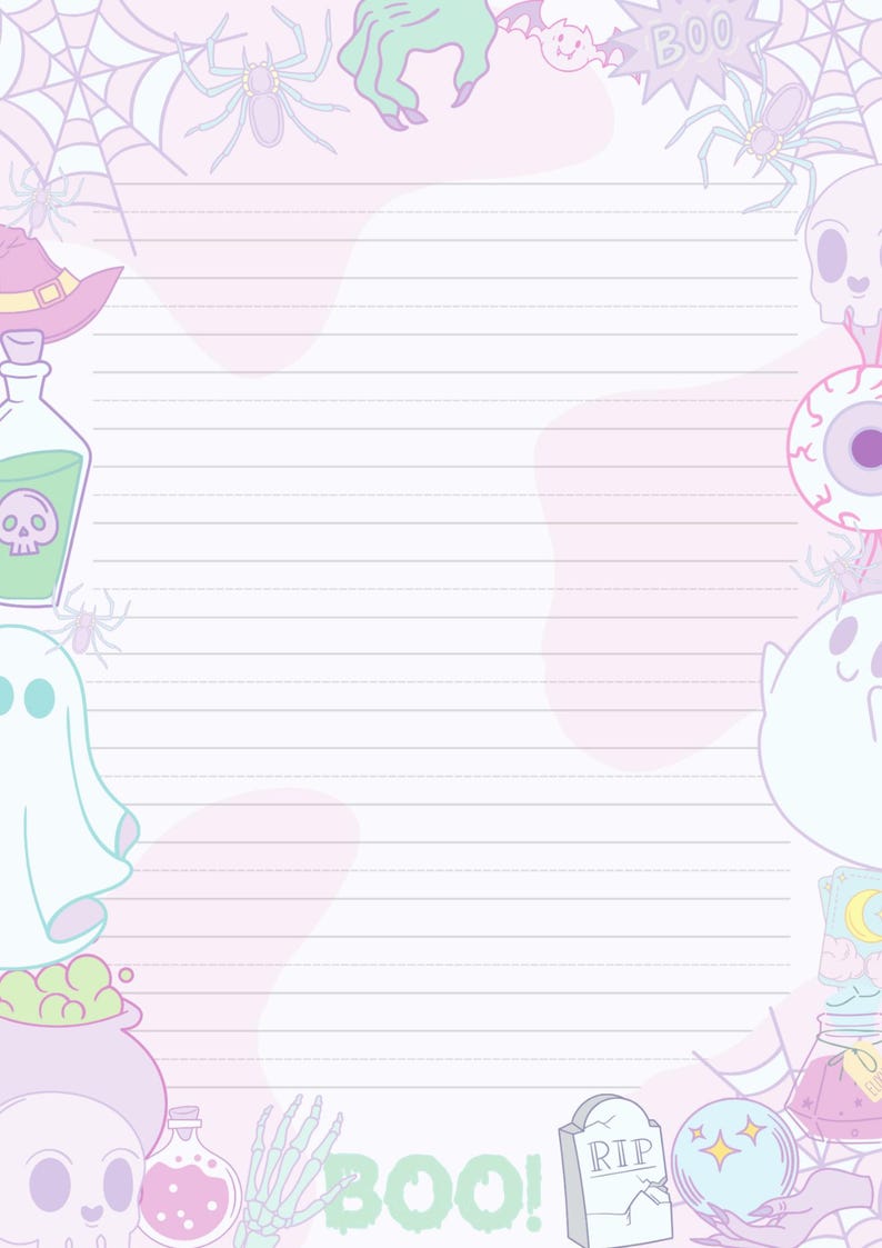Printable Stationery, Digital Writing Paper, Halloween, Penpal ...