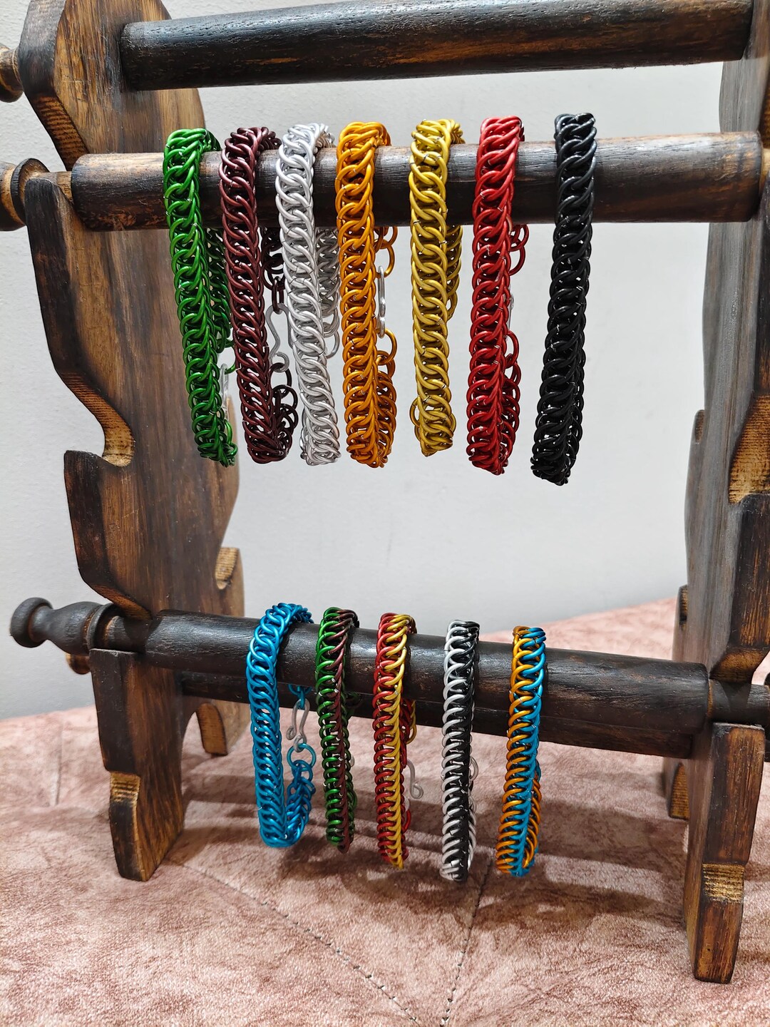 Handmade Anodized Aluminum Chainmail Bracelet: Colorful Medieval Style ...
