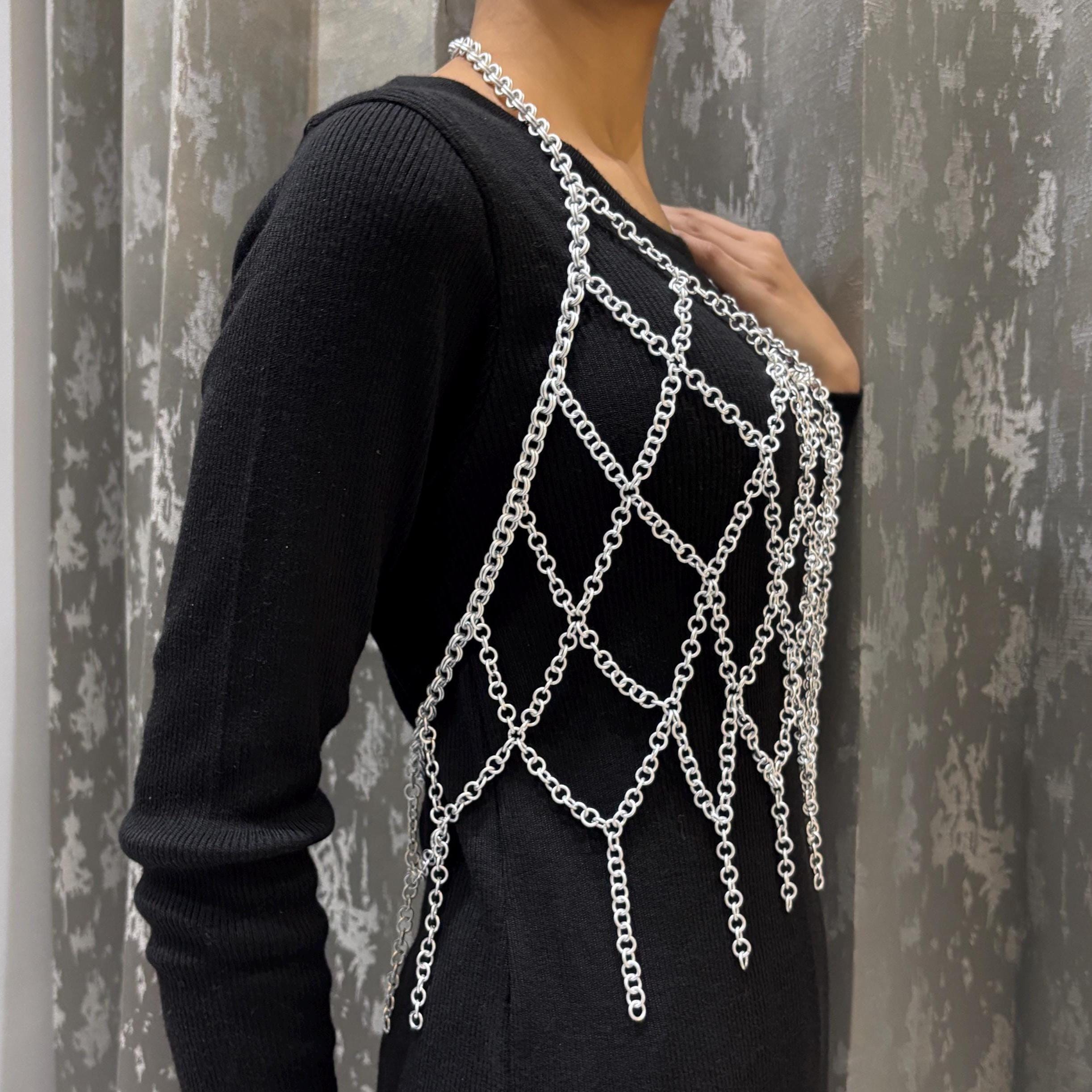 Aluminium Chainmail Body Chain Top – Festival Outfit, Rave Wear ...