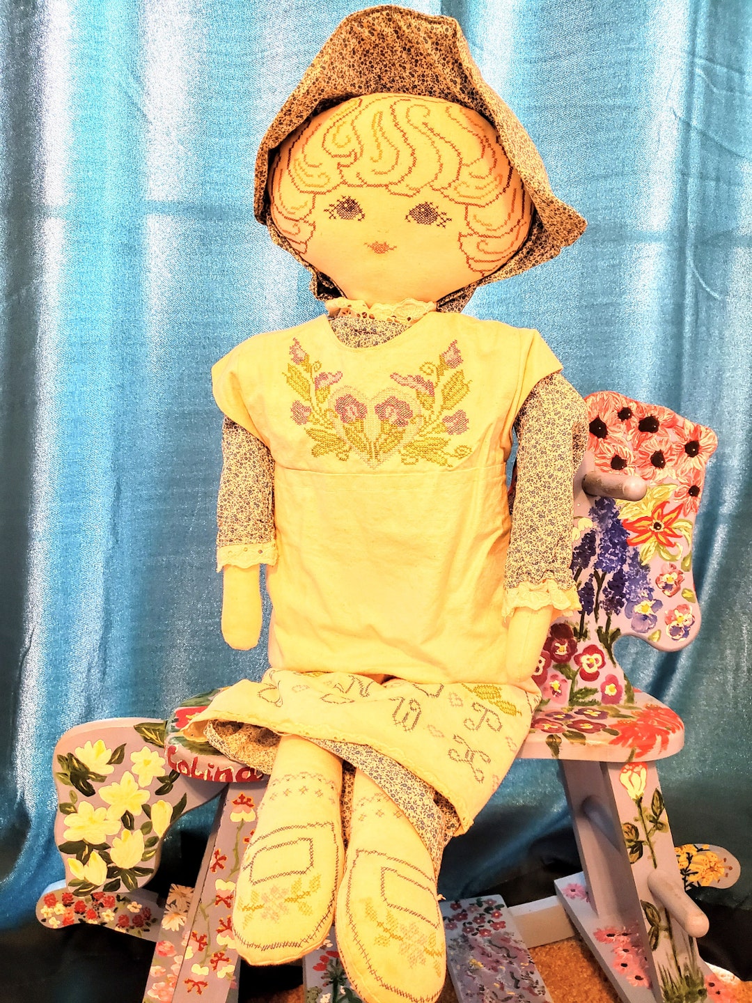 Vintage My Size Cottagecore Doll Handmade Cross Stitch - Etsy