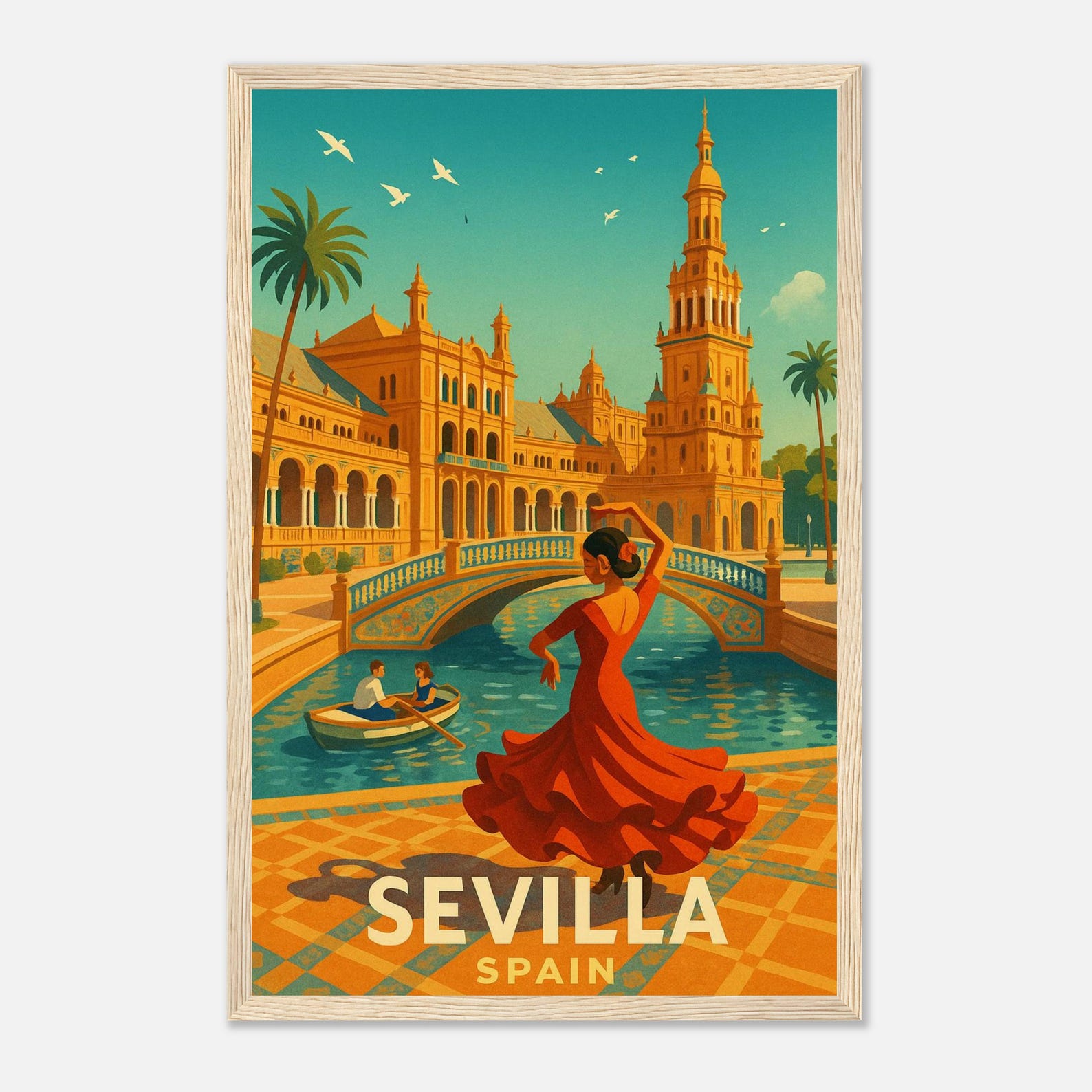 Sevilla Spain Travel Poster: Vintage Flamenco Art Print (digital ...