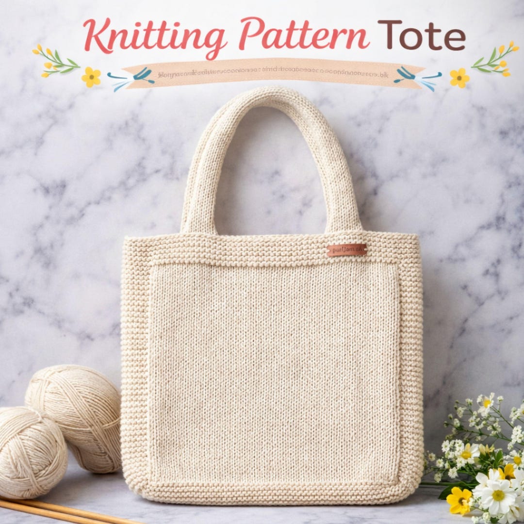Knitting Pattern Tote | Knitted Tote Bag Pattern PDF | Easy Knit Market ...