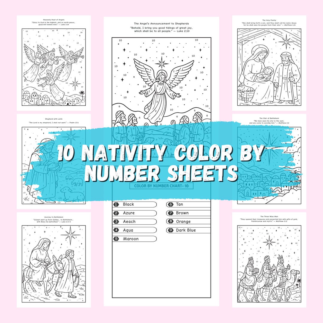 Christmas Nativity Colour by Number Book: Kids Printable (PDF) - Etsy