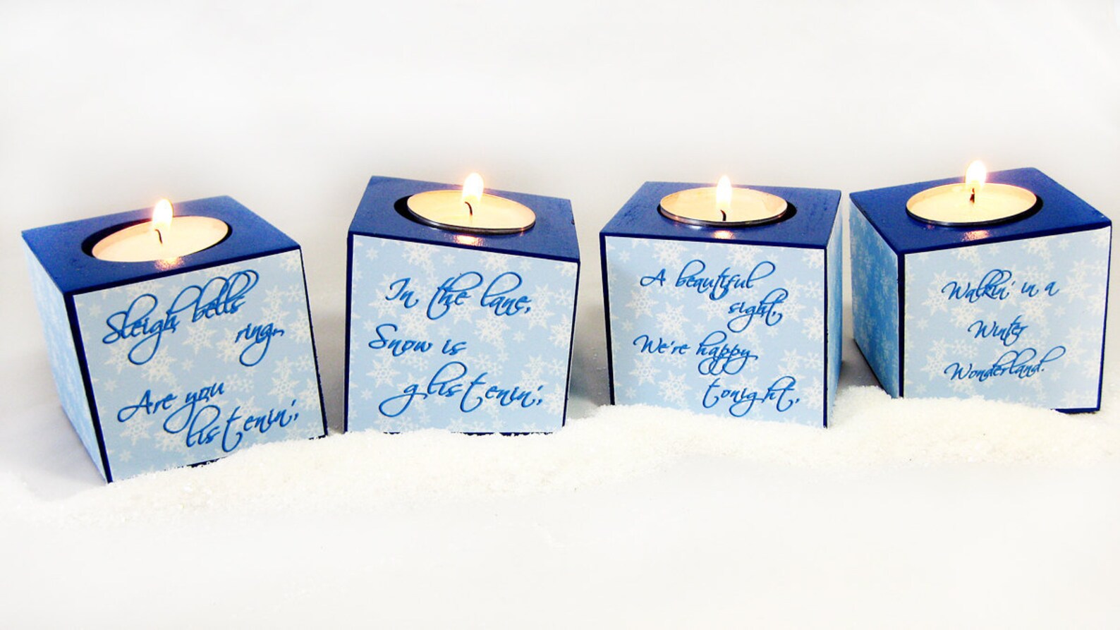 Winter Wonderland Tealight Block Set, Whimsical Christmas Carol Blocks ...