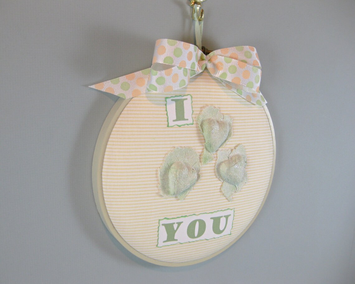 Love You Hoop Art, Embroidery Art, Paper Hoop Art, Sage Green Hoop Art ...