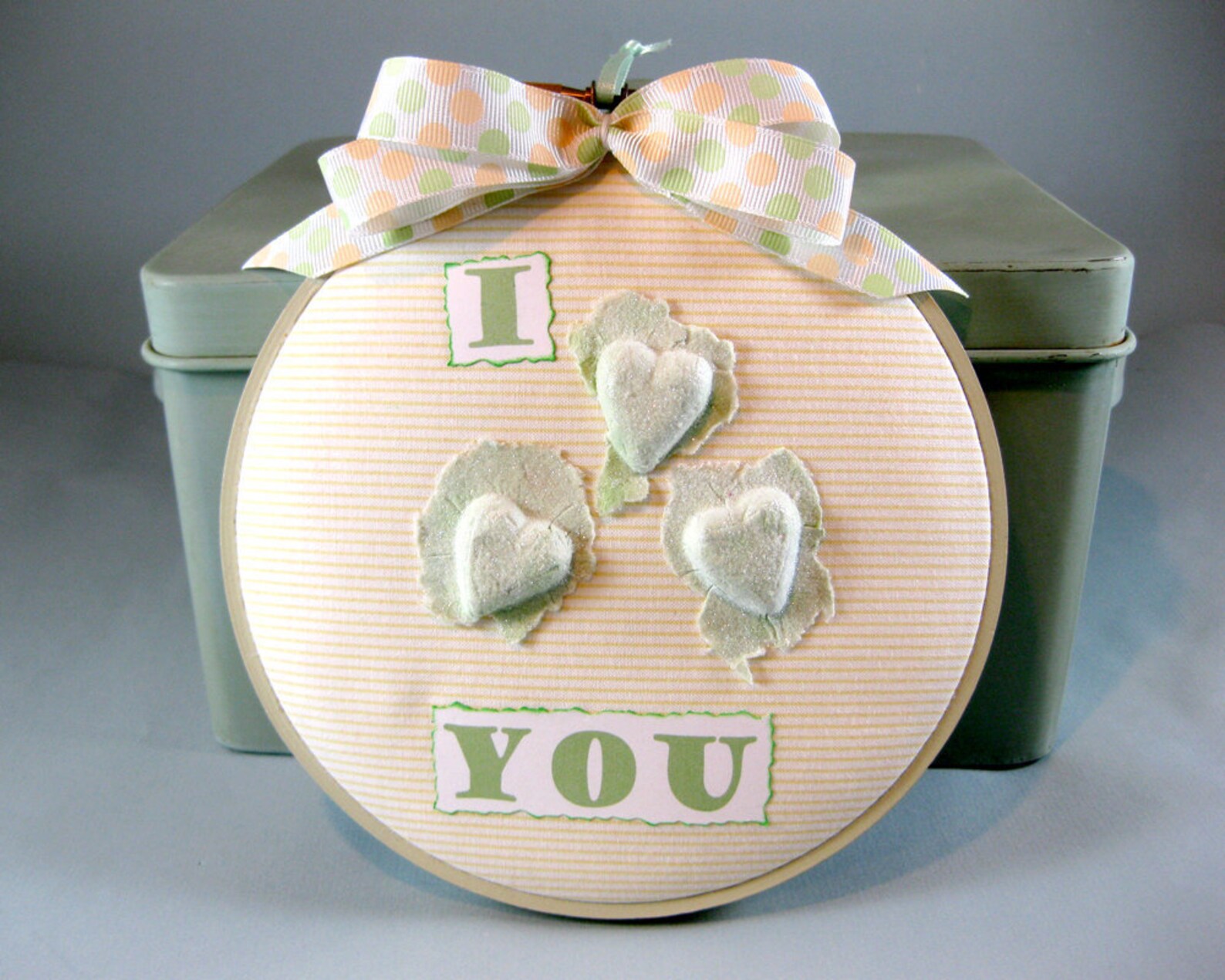 Love You Hoop Art, Embroidery Art, Paper Hoop Art, Sage Green Hoop Art ...