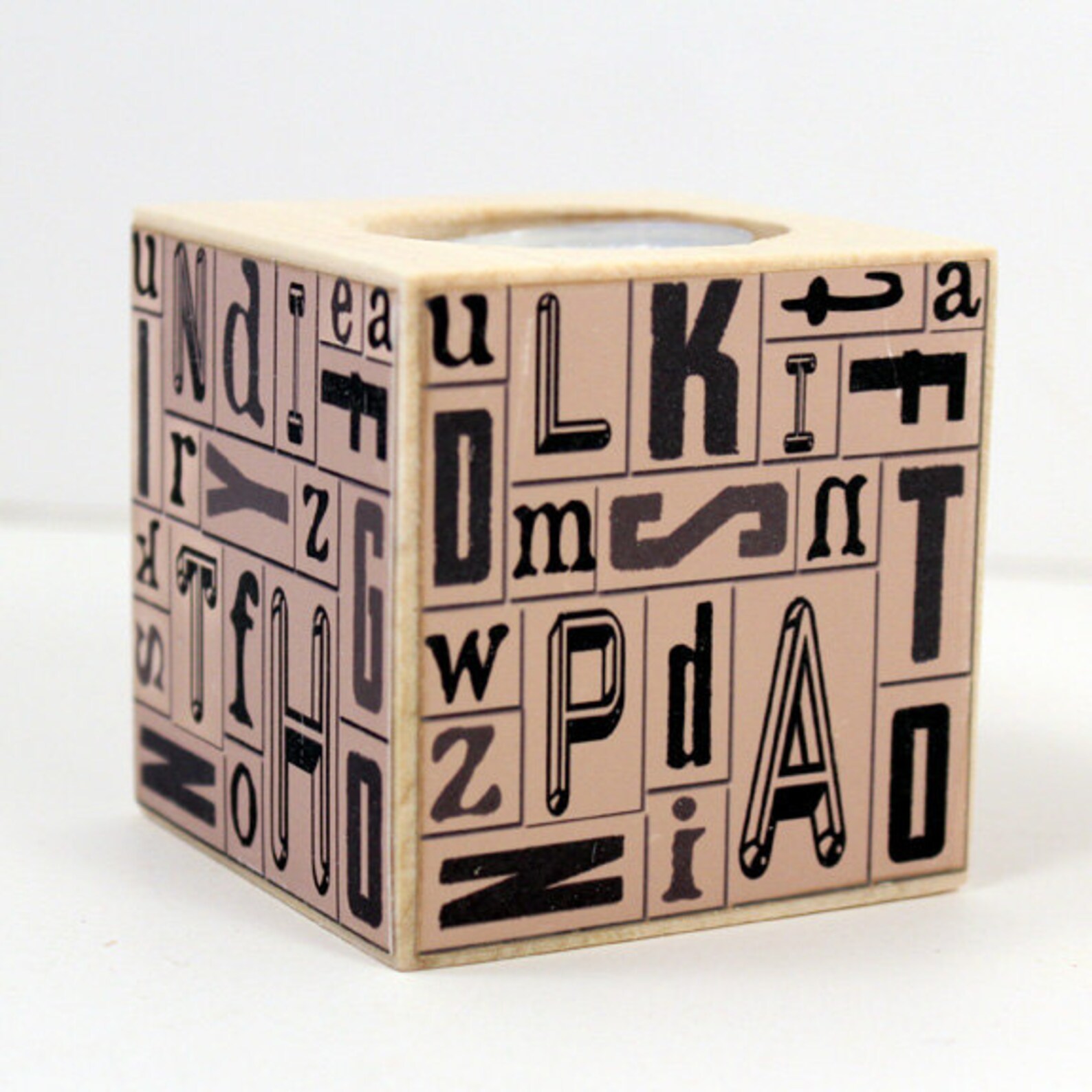 Wooden Alphabet Tealight Holder, Vintage Typeset Letterpress Style ...