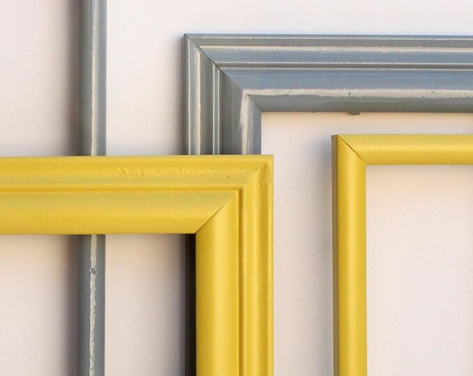 Reclaimed Grey and Yellow Frame Collection Set of 4 - Etsy