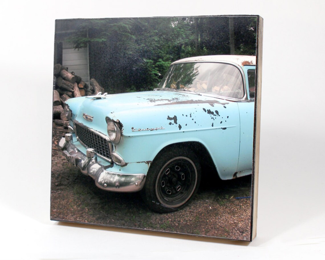 Chevrolet Wooden Art Block With Blue Chevy Photo Man Cave - Etsy