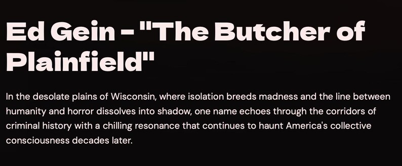 Ed Gein Infographic, Serial Killer Profile, True Crime Printable Poster ...