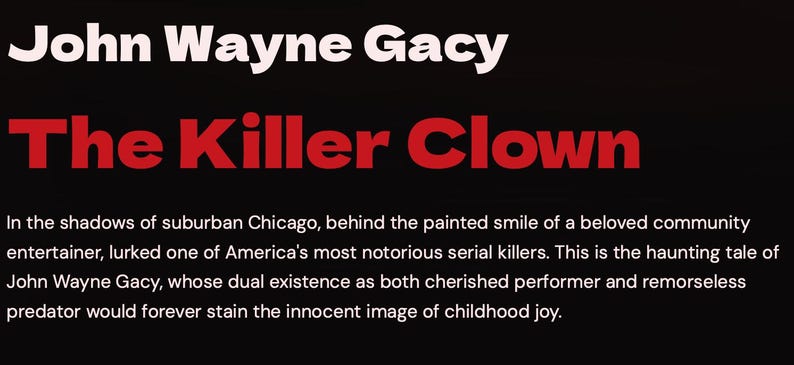 John Wayne Gacy Infographic, Serial Killer Profile, True Crime ...