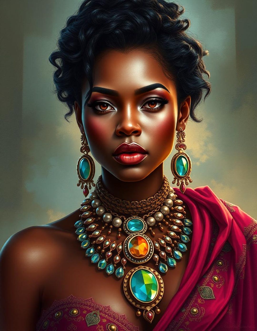 Majestic Black Woman Portrait Printable Wall Art | African American ...