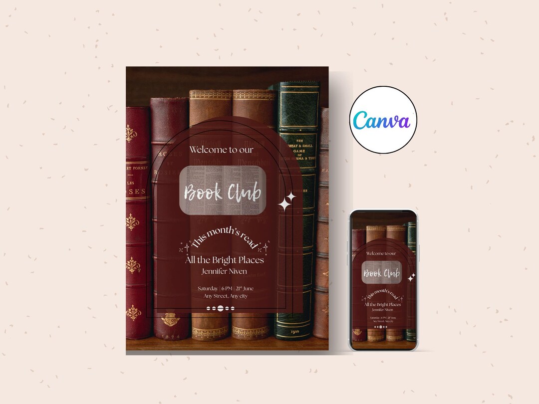 Animated Book Club Invitation | Editable Canva Template | Printable ...