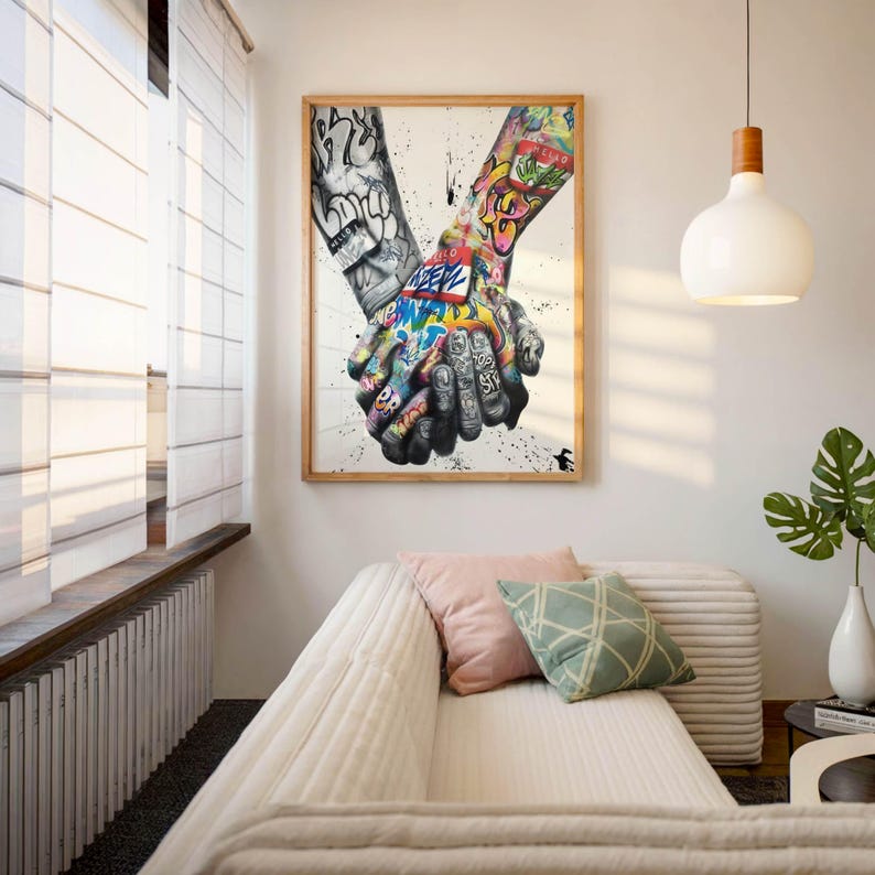 Graffiti Hands Canvas Print: Banksy Stlye, Urban Street Art Poster ...
