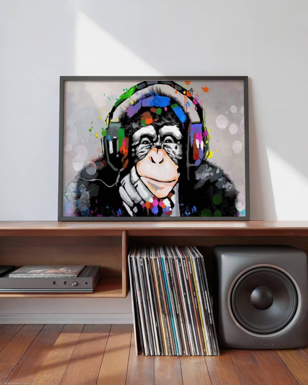DJ Monkey Canvas Print: Banksy Stlye, Street Art Poster, Unframed - Etsy