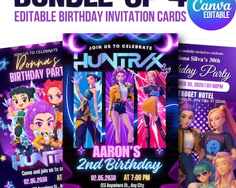 Kpop Demon Hunter Birthday Invitation | Editable Canva Template | Photo ...