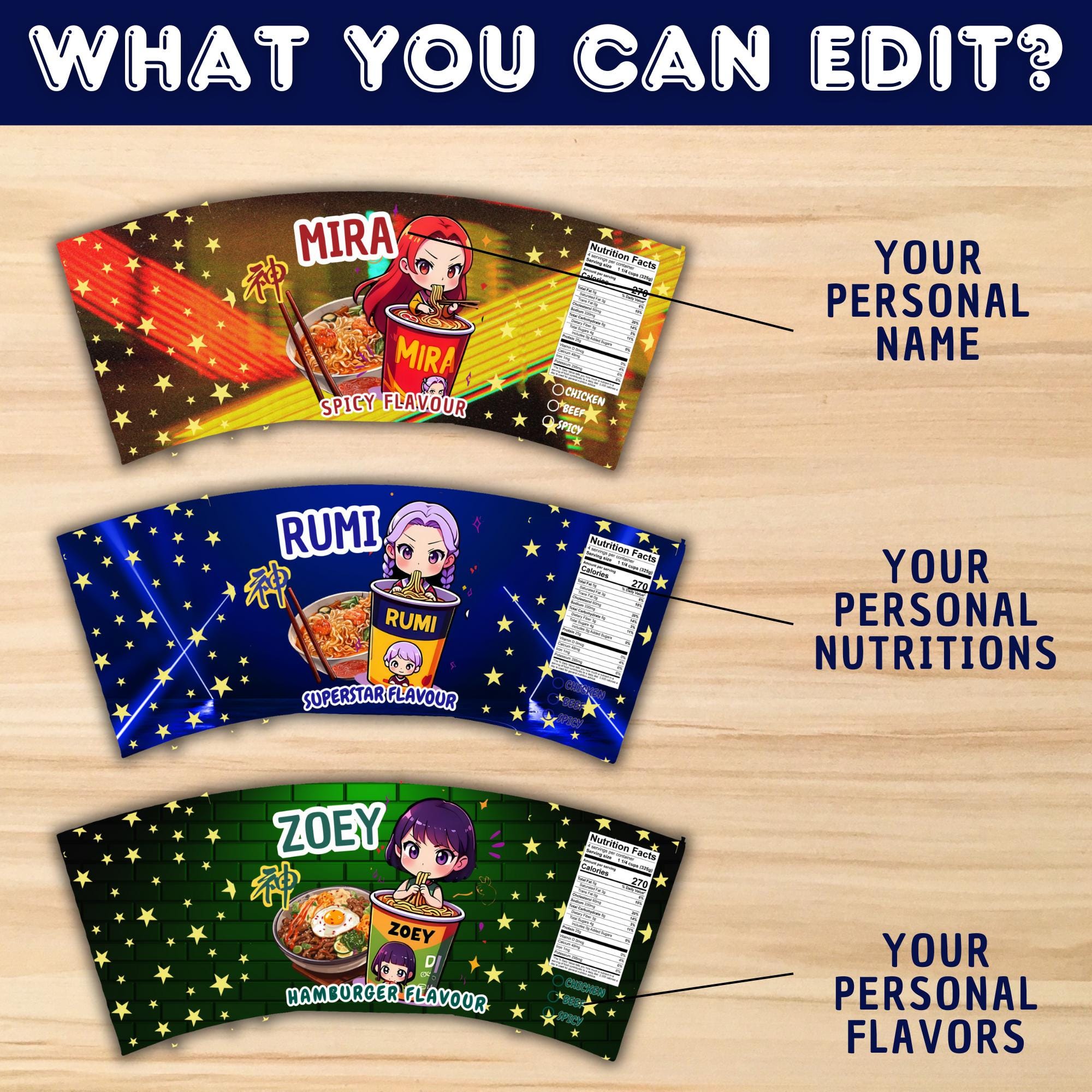 Kpop Demon Hunters, Cup Noodle Labels Ramyeon, Cosplay Party Huntrix ...