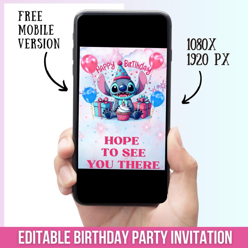 Editable Stitch Birthday Invitation: Lilo & Stitch Party, Canva ...
