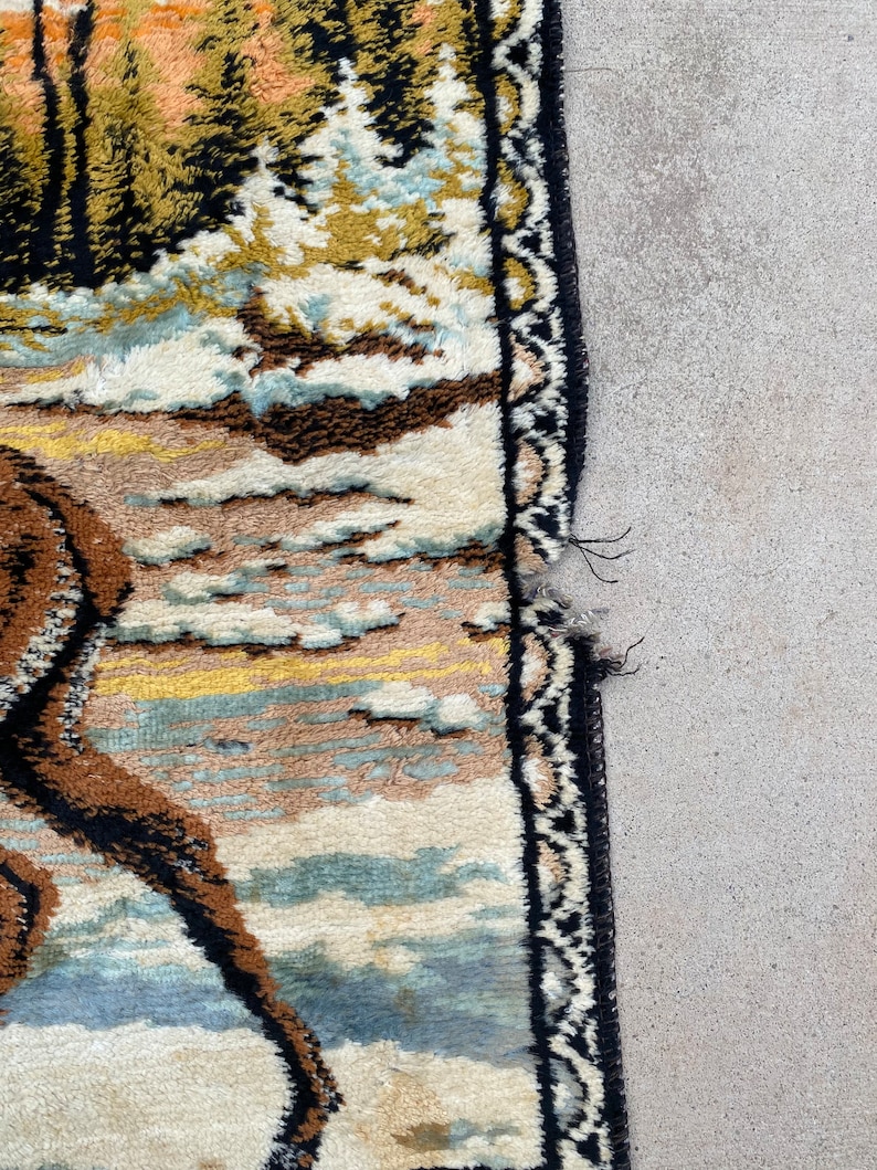 Vintage Stag and Deer Winter Scene Tapestry Wall Rug 36.5" X 19" RF0213 ...