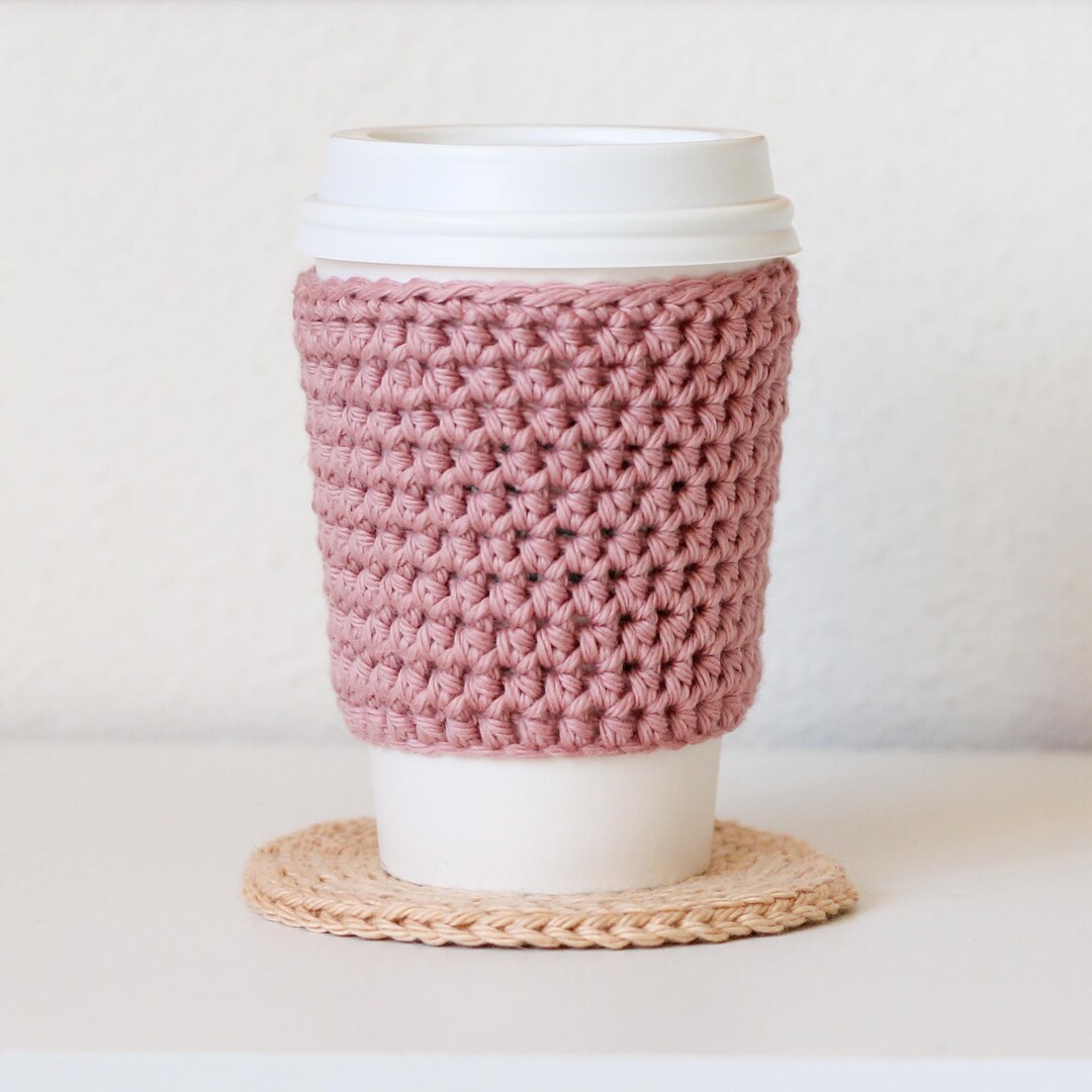 Reusable Coffee Sleeve in Rosy Pink- Crocheted Coffee Cozy- Java Jacket ...