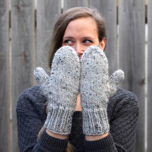 Cozy Knit Wool Mittens- Color Grey Marble- Grey Warm Handmade Mittens ...