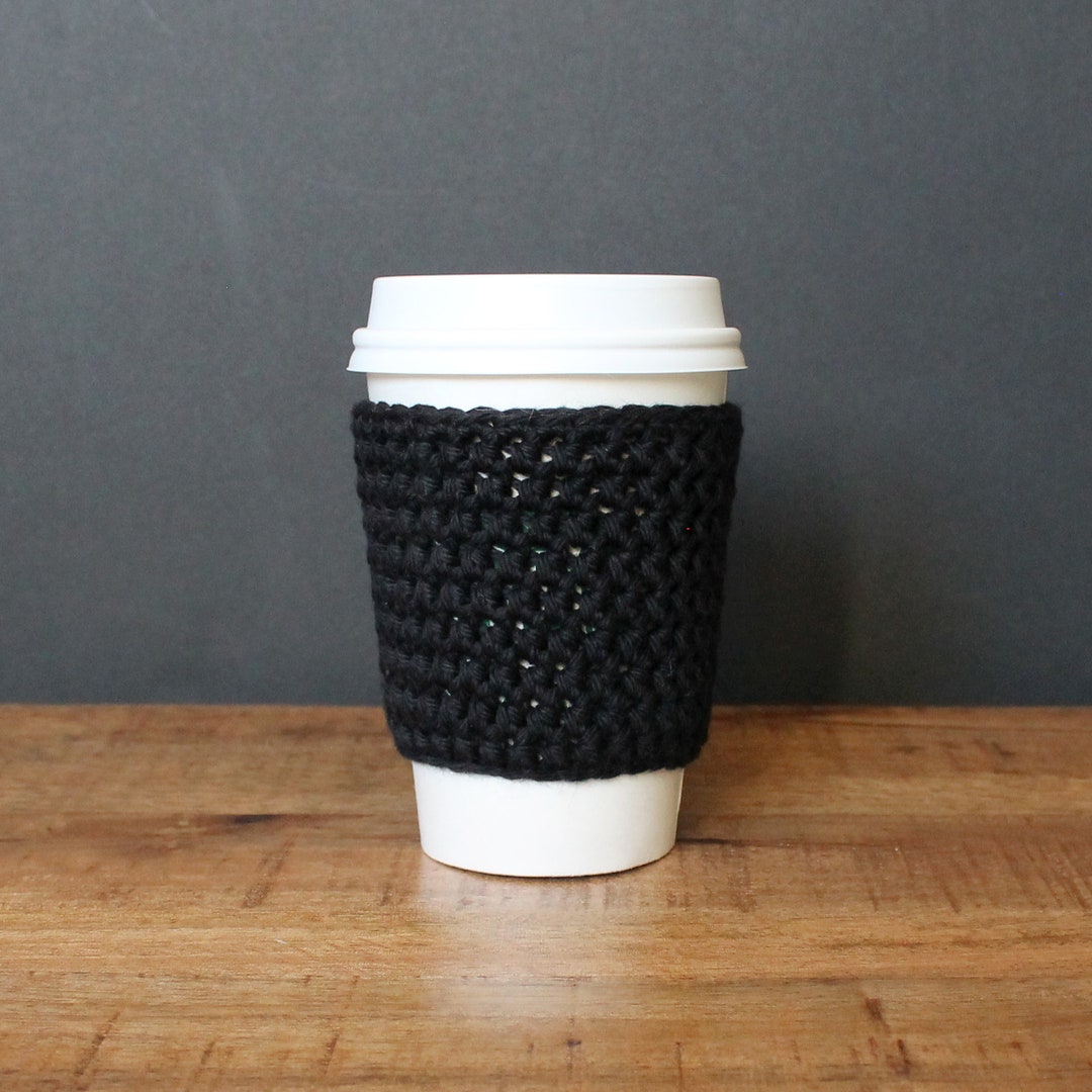 Reusable Coffee Sleeve in Black- Crocheted Coffee Cozy- Java Jacket - Etsy