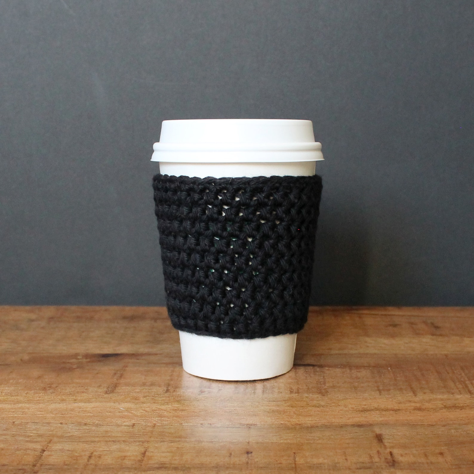 Reusable Coffee Sleeve in Black Crocheted Coffee Cozy Java | Etsy
