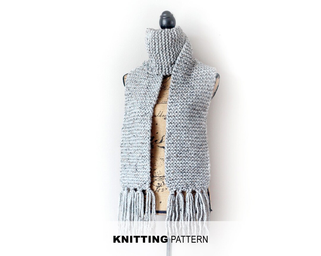 KNITTING PATTERN -open Dakotah Scarf Pattern With Tassels- Instant ...