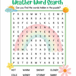 Colorful Weather Vocabulary Worksheet for Kids – Printable PDF, Fun ...