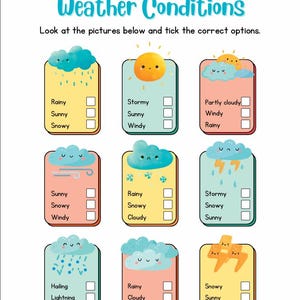 Colorful Weather Vocabulary Worksheet for Kids – Printable PDF, Fun ...