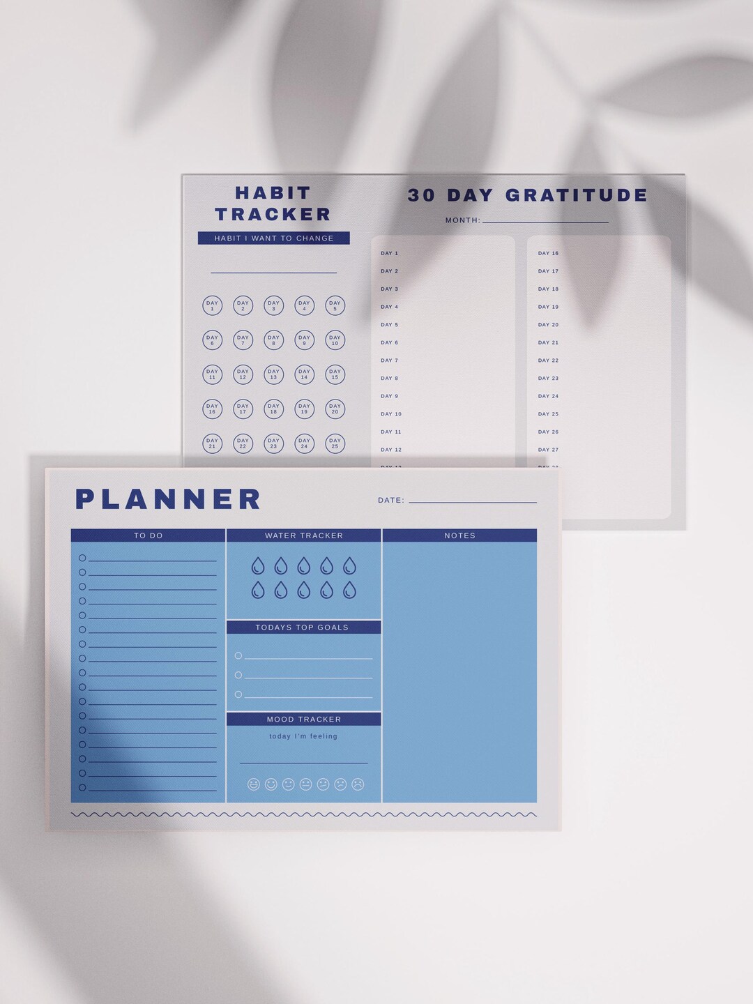 Ocean Blue Habit Tracker | Digital Self-care Planner PDF | Daily ...