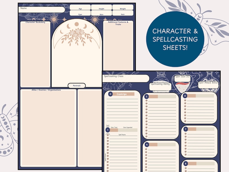 Fae Themed Dnd 5E Character Sheet for Dungeons and Dragons - Etsy