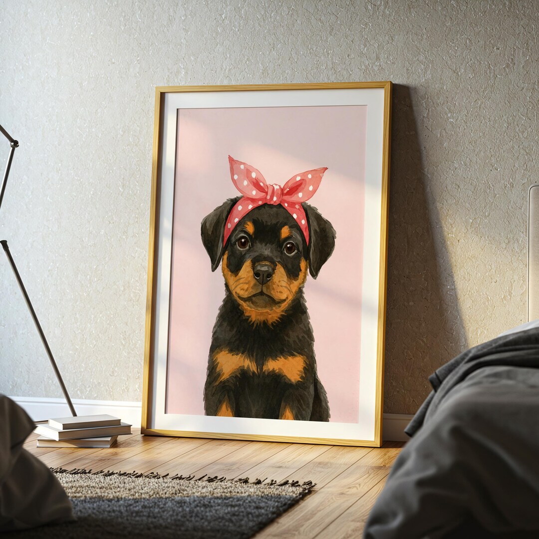 Rottweiler Puppy Digital Art | Printable Wall Decor | Canine Lover ...
