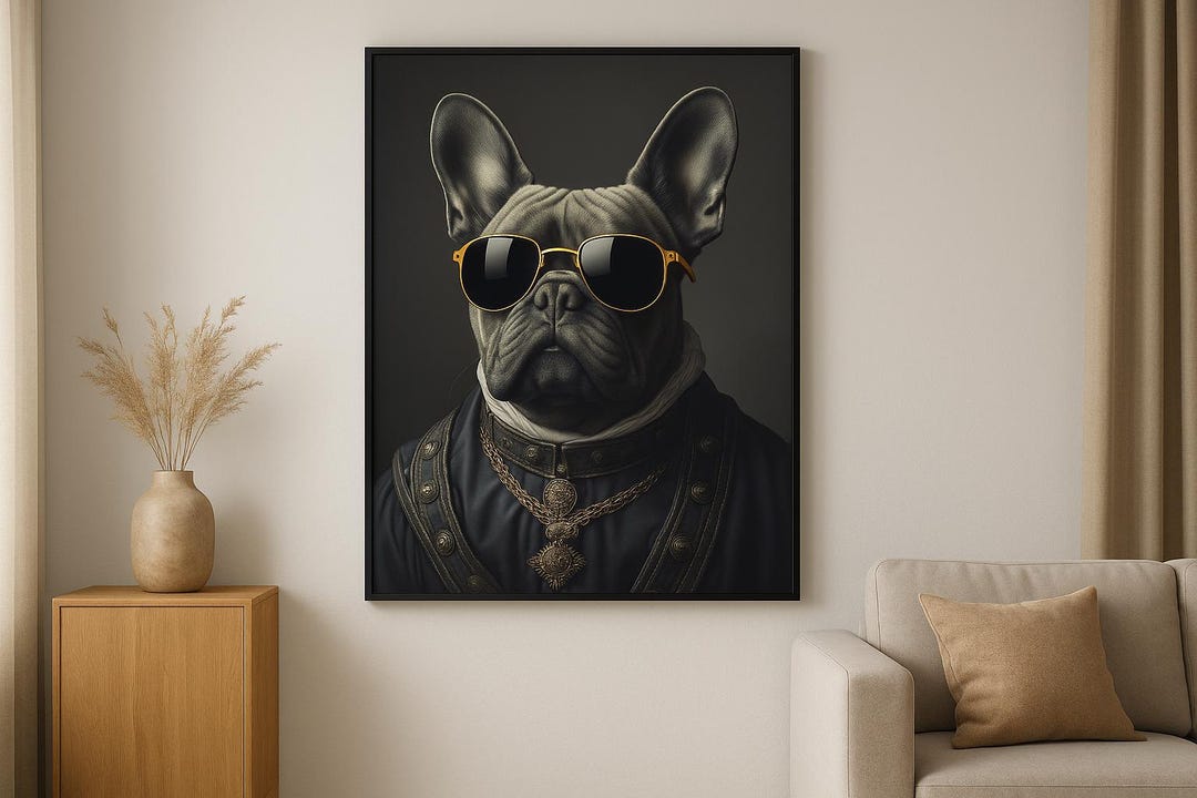 Regal French Bulldog Portrait, Unique Pet Lover Gift 5-in-1 Digital ...