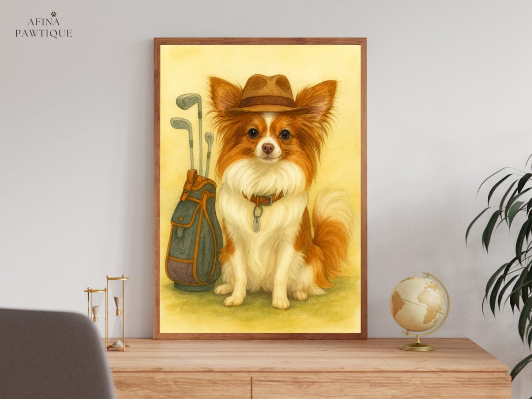 Watercolor Dog Playing Golf Poster | Custom Pet Portrait in Golf Scene ...