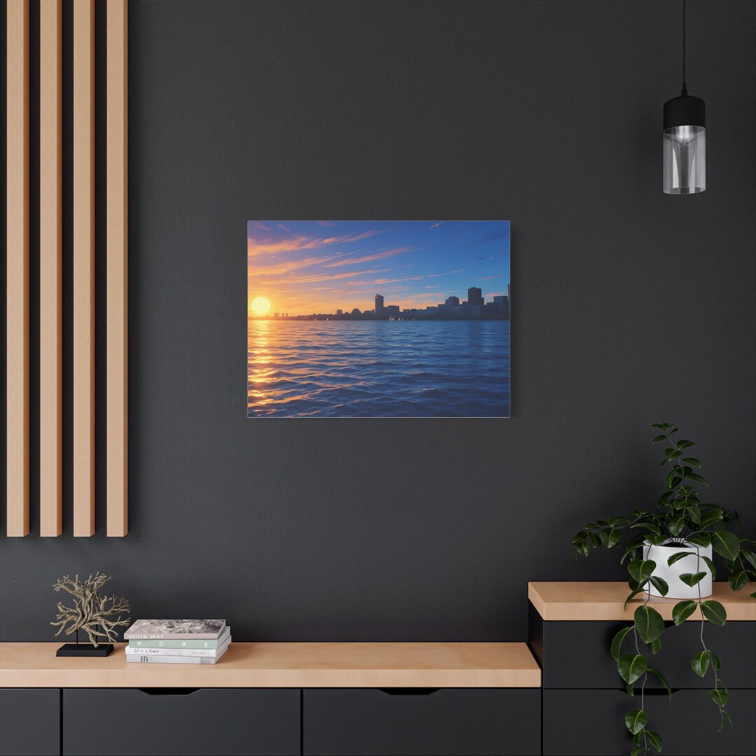 Sunset Cityscape Quality Hangable Wall Art Mixed-media Photo Relaxing ...