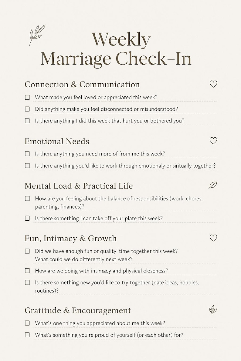 Weekly Marriage Check-in Digital Download - Etsy