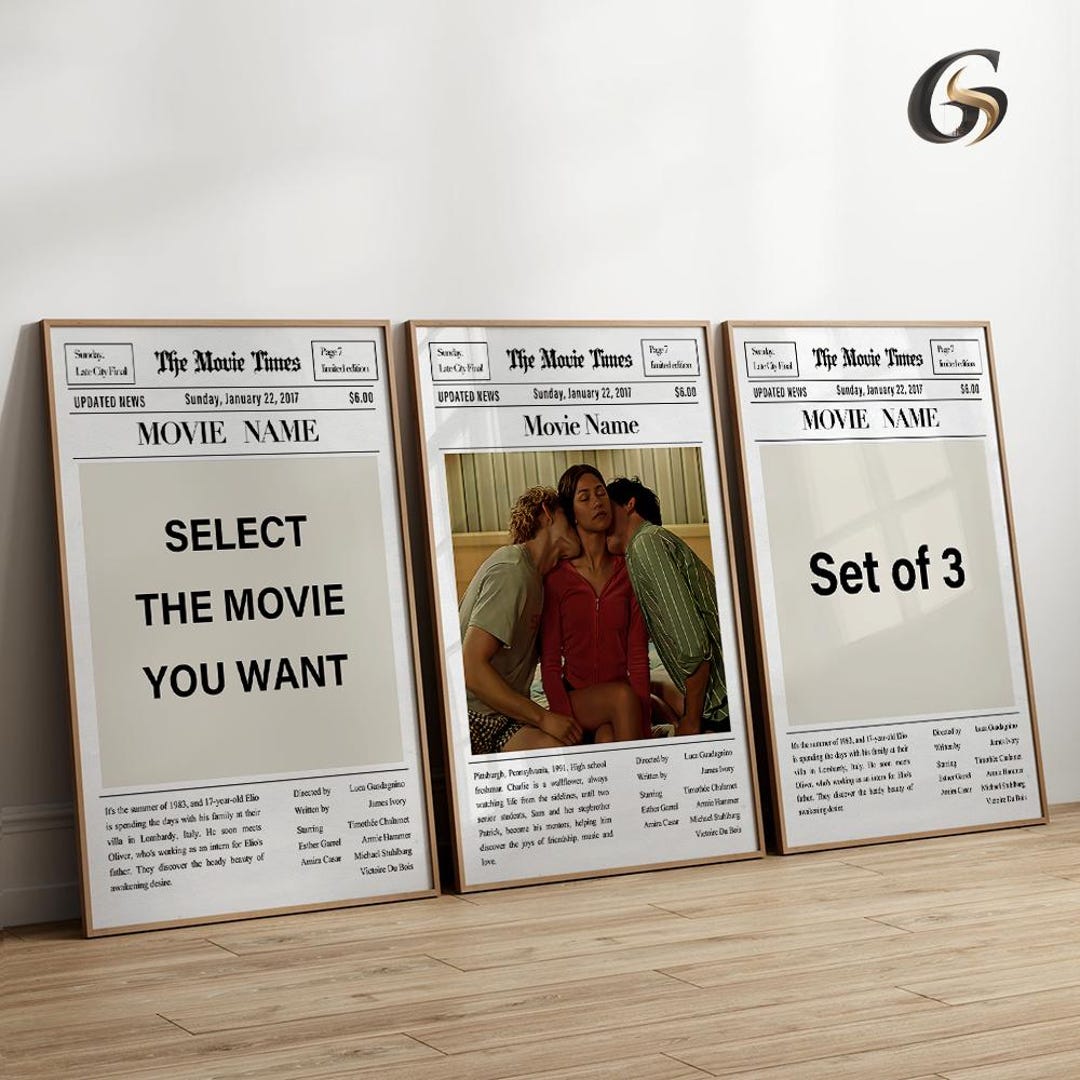 Custom Movie Poster Set of 3 (digital Download), Personalized Film Wall ...