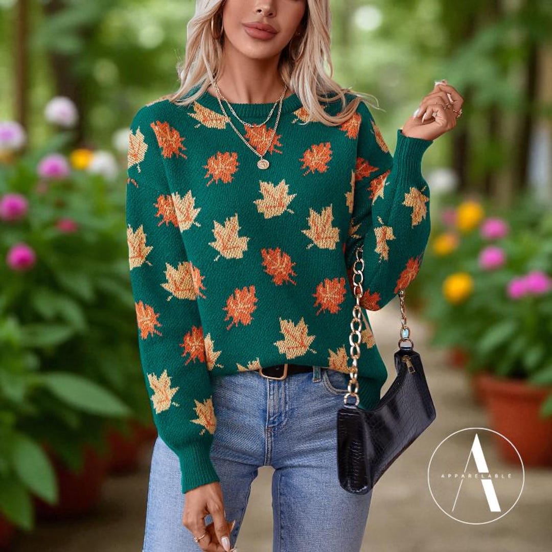 Maple Leaf Sweater: Cosy Fall Pullover - Warm Women's Jumper - Etsy UK