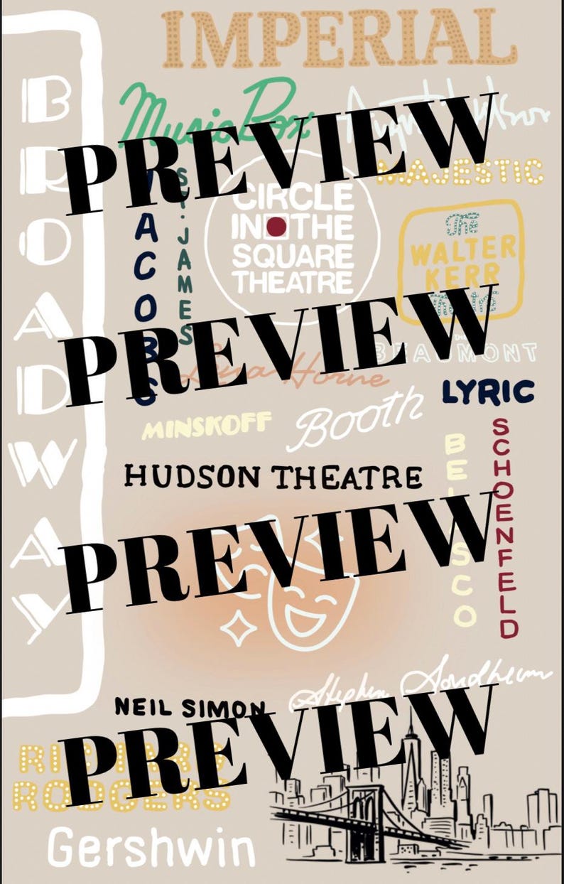 Broadway Theaters Poster - Featuring Favorite NYC Broadway Theaters - Etsy