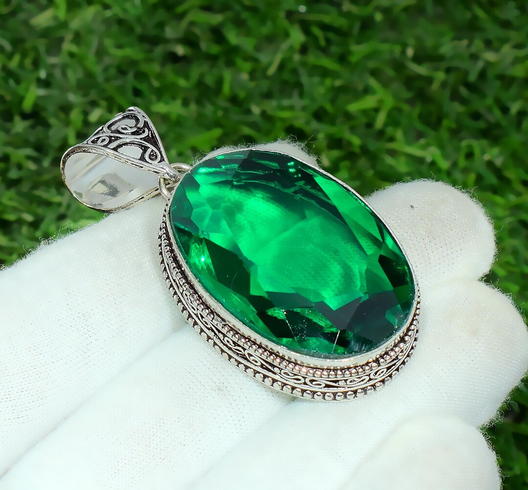 Chrome Diopside Sterling Silver Pendant: Handmade Heart Chakra Jewelry ...