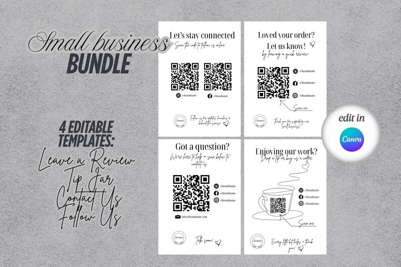 Minimalist QR Code Sign Bundle – Perfect for Small Businesses! - Etsy