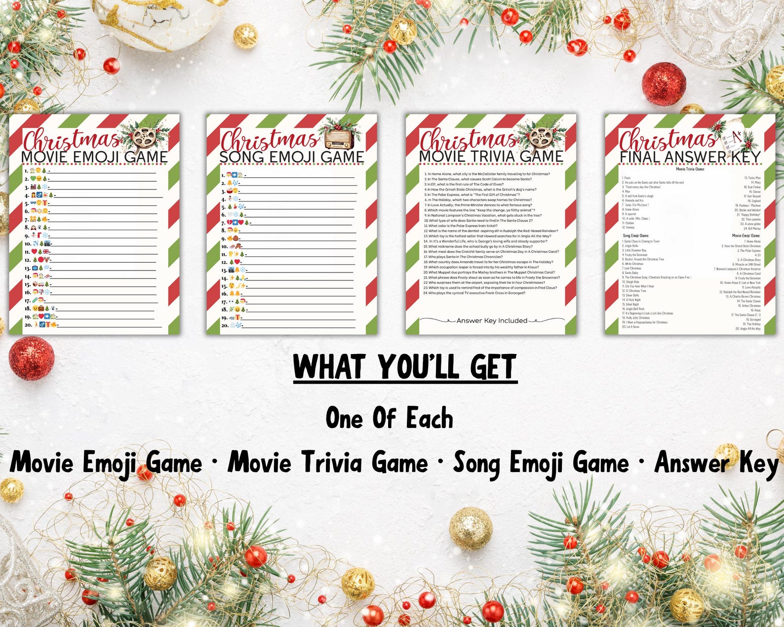 Christmas Party Games Bundle Printable | Holiday Game Night Pack ...