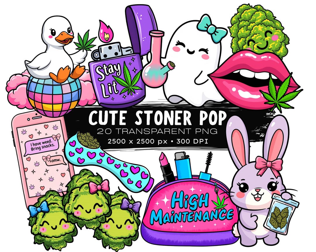 Cute Stoner Pop Clipart | Girly Weed Aesthetic Pngs | Kawaii 420 ...